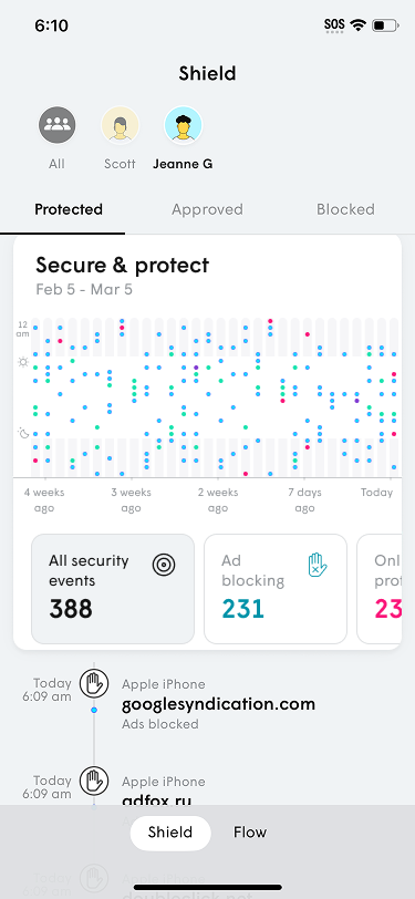 Viewing Shield security events